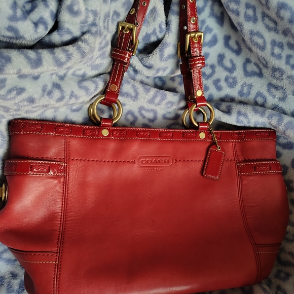Coach | Bags | Coach Cherry Red Leather Shoulder Bag | Poshmark
